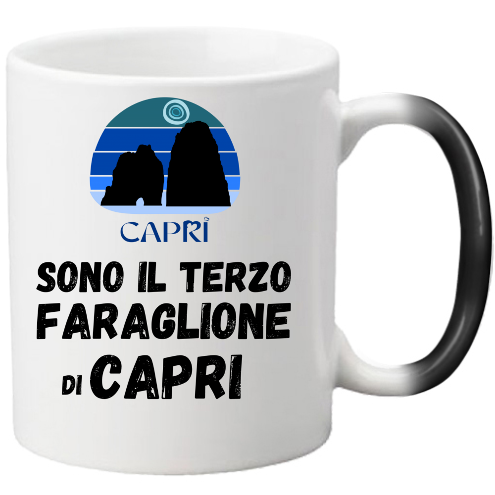 Magic Mug I AM THE THIRD FARAGLIONE OF CAPRI BLACK WRITING – Capri Live